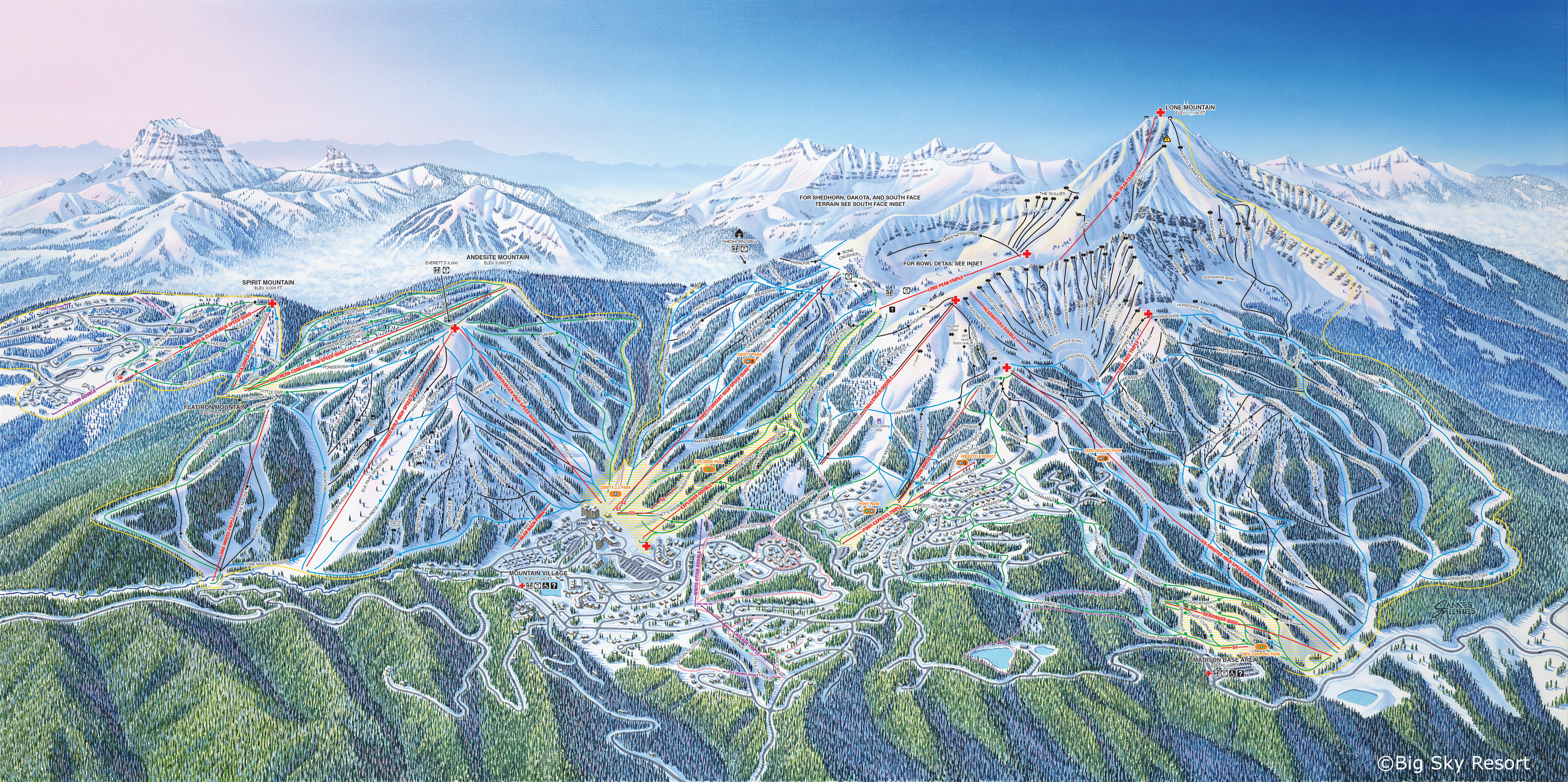 Full Size Piste Map For Big Sky Full Size Piste Map For Big Sky