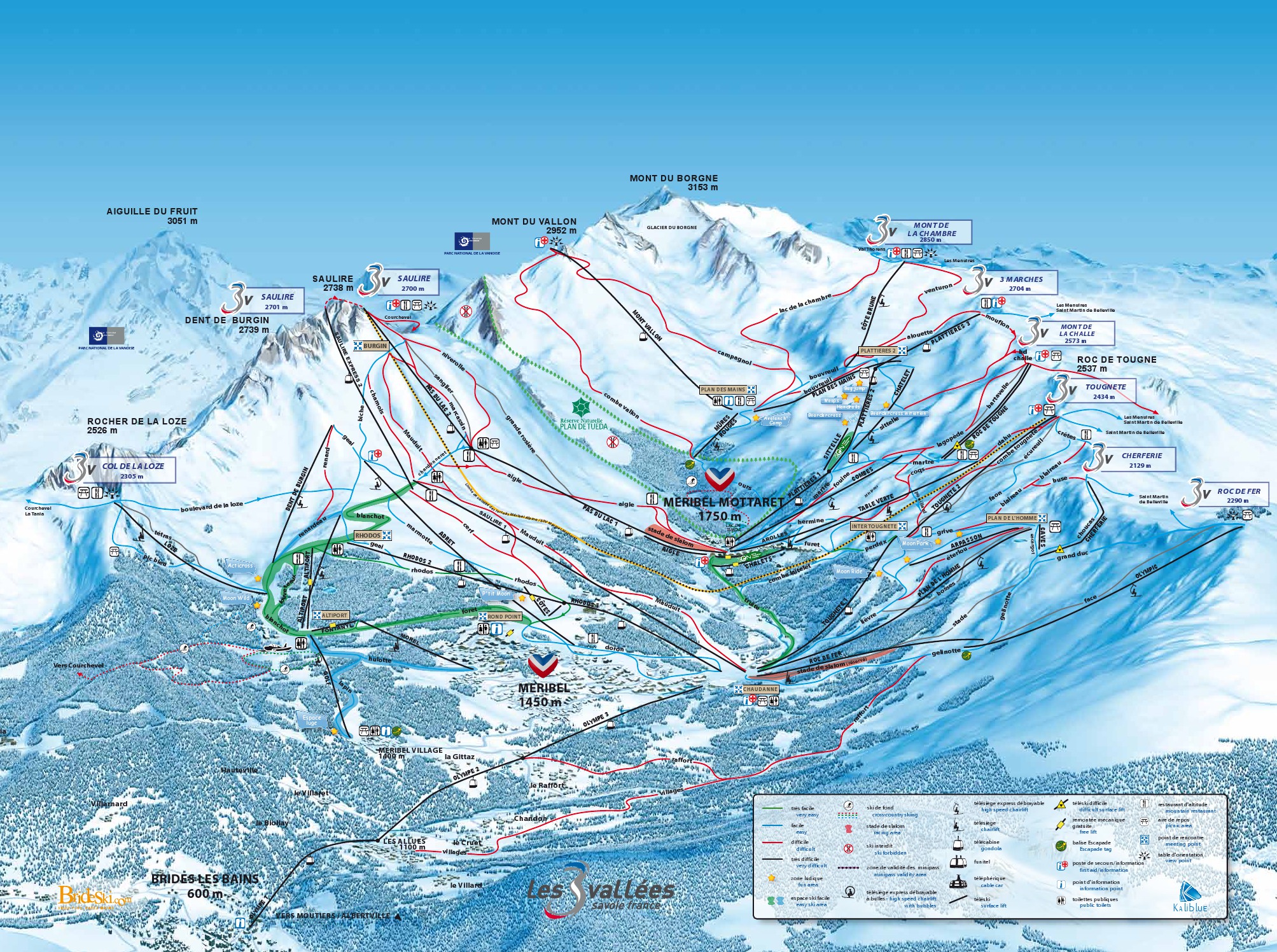 Full size piste map for Meribel