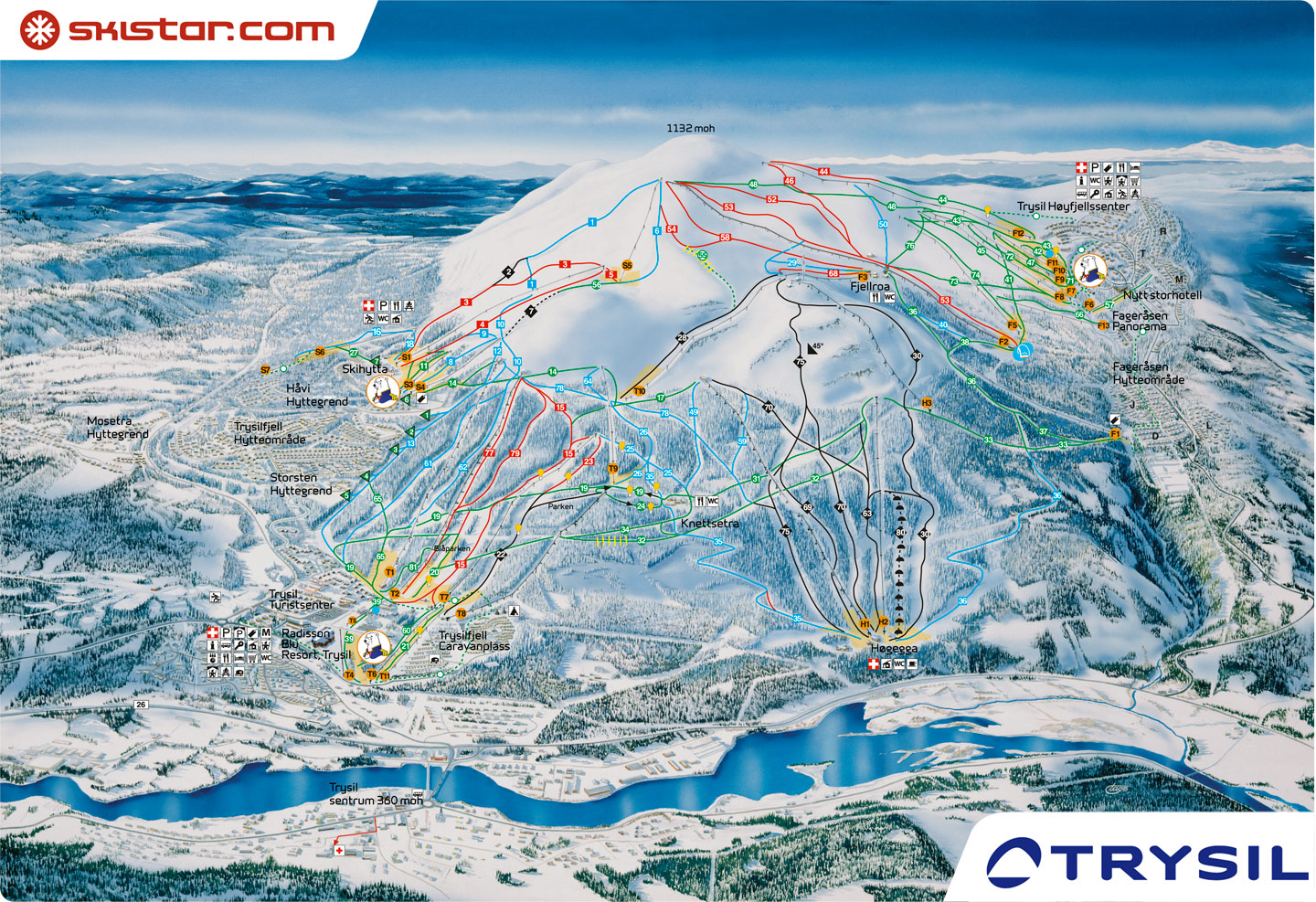 Full size piste map for Trysil